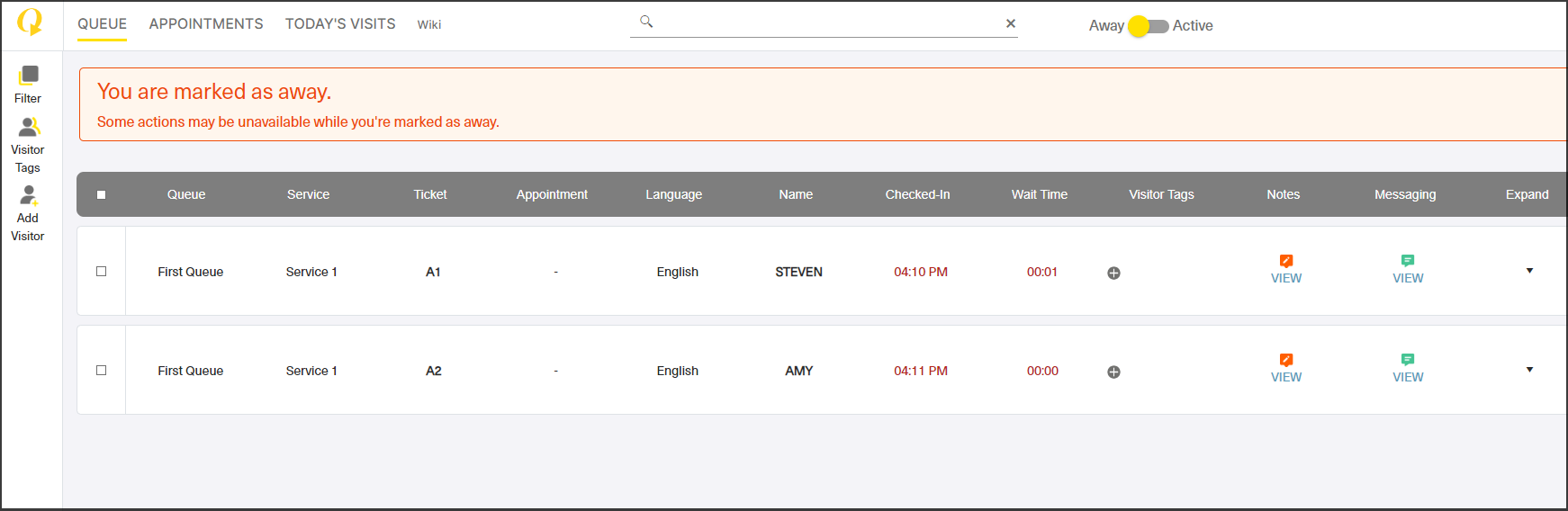 How to Use the Queue in Away Mode – Qtrac Help Center
